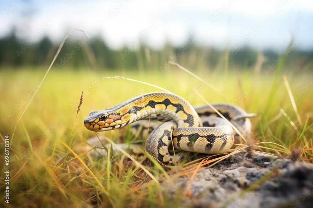 garter snake with peeling skin in meadow Stock Photo | Adobe Stock