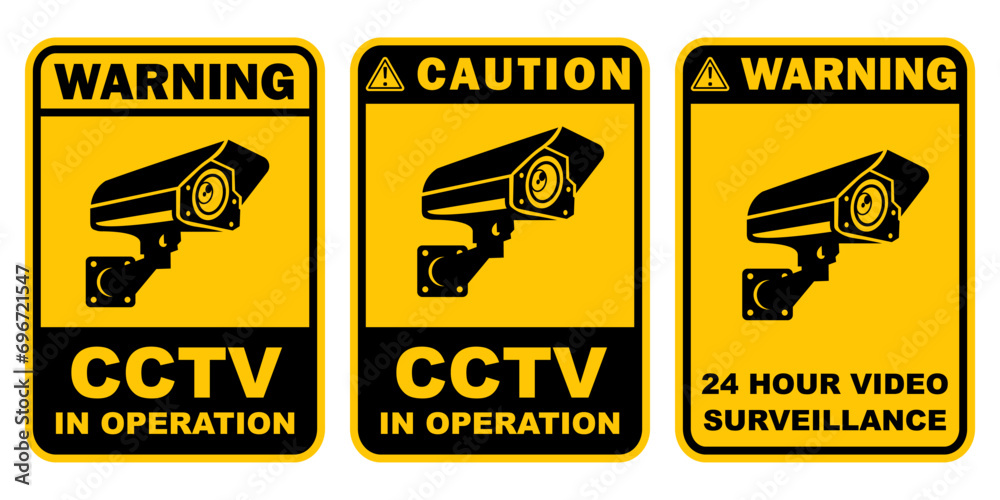 cctv video surveillance signs labels printable poster for home and ...