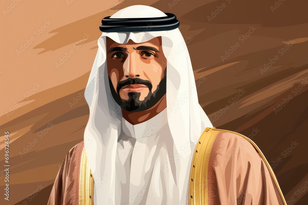 portrait of a man in a desert, Arab Middle Eastern Saudi man in ...