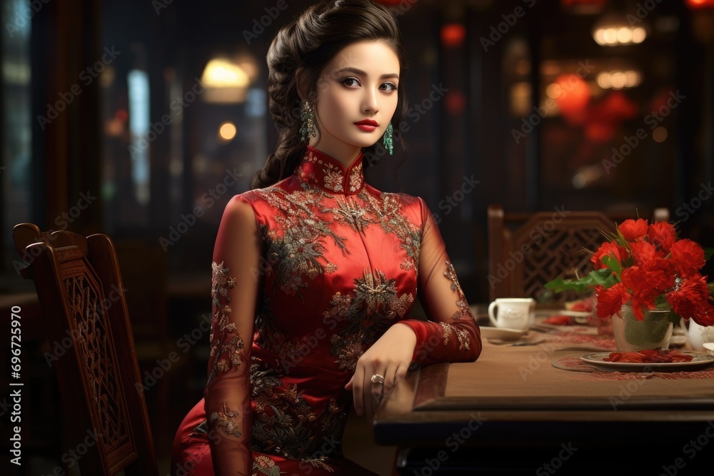 beautiful young asian woman, An exquisite Chinese lady donning a ...