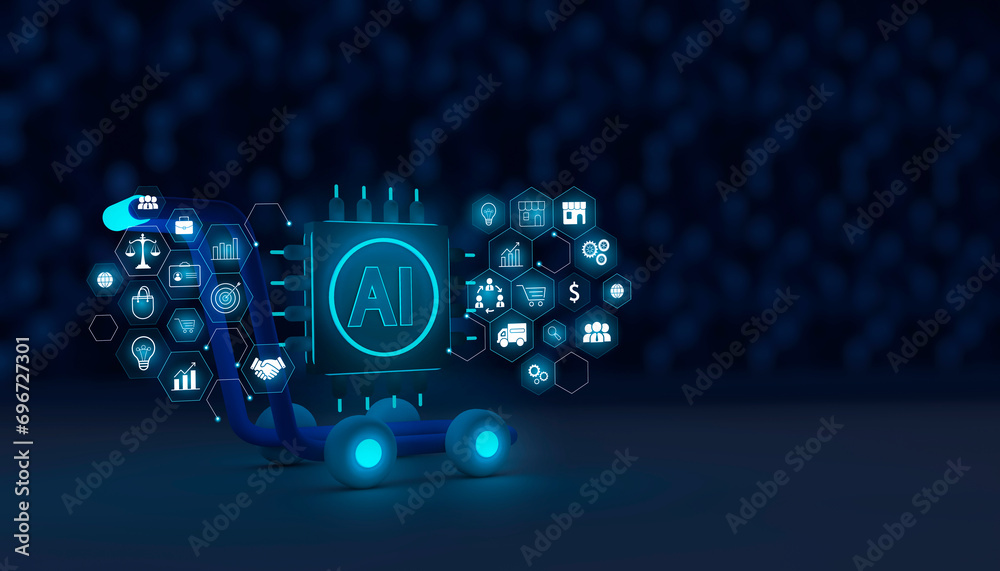 Marketing concept with the use of artificial intelligence, AI business ...