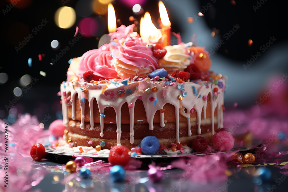 Magnificent birthday cake. Birthday party. Pastry cake. Celebrating a ...