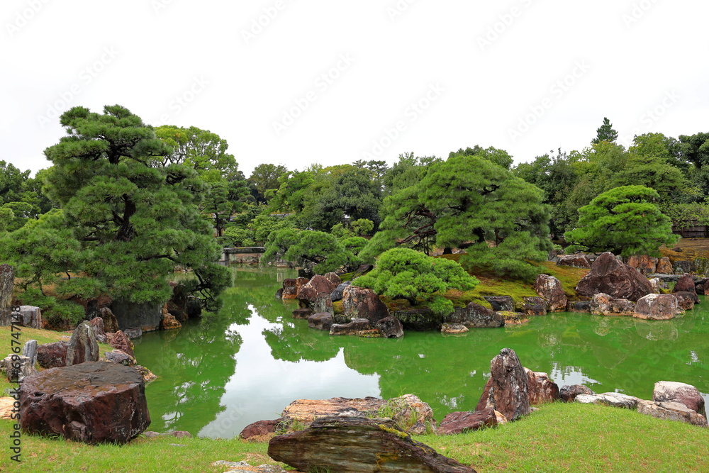 Gardens at Nijo Castle, a home for the shogun Ieyasu in Nijojocho ...