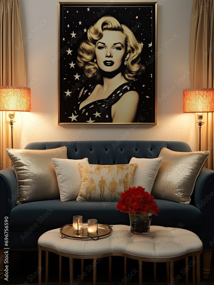 Vintage Hollywood Portraits: Iconic Stars in Nostalgic Artwork Stock ...