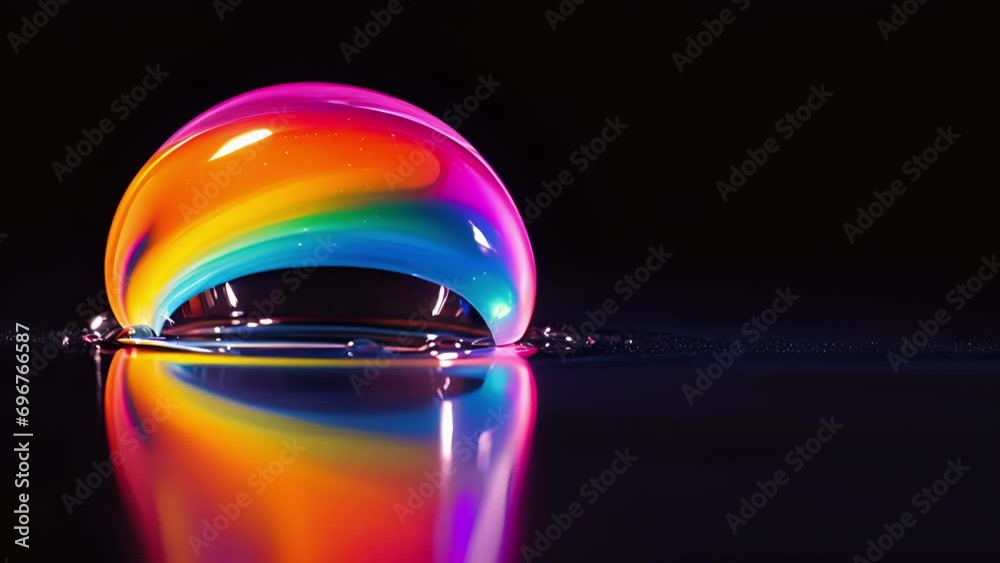 A rainbow captured in a water droplet, showcasing the phenomenon of ...