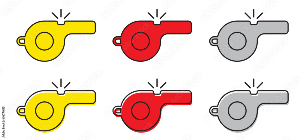 Cartoon referee whistle. Sports whistle. sport game, referee sign ...