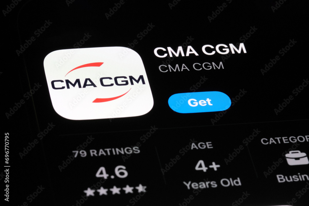 Shanghai,China-Dec. 21st 2023: CMA CGM app icon and company brand logo ...