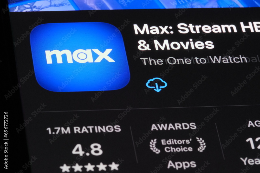 Shanghai,China-Dec. 21st 2023: HBO Max app icon and brand logo. Video ...