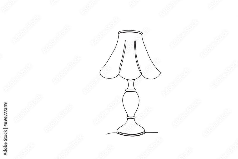 Single continuous line drawing of Antique night lamp. Vintage item ...