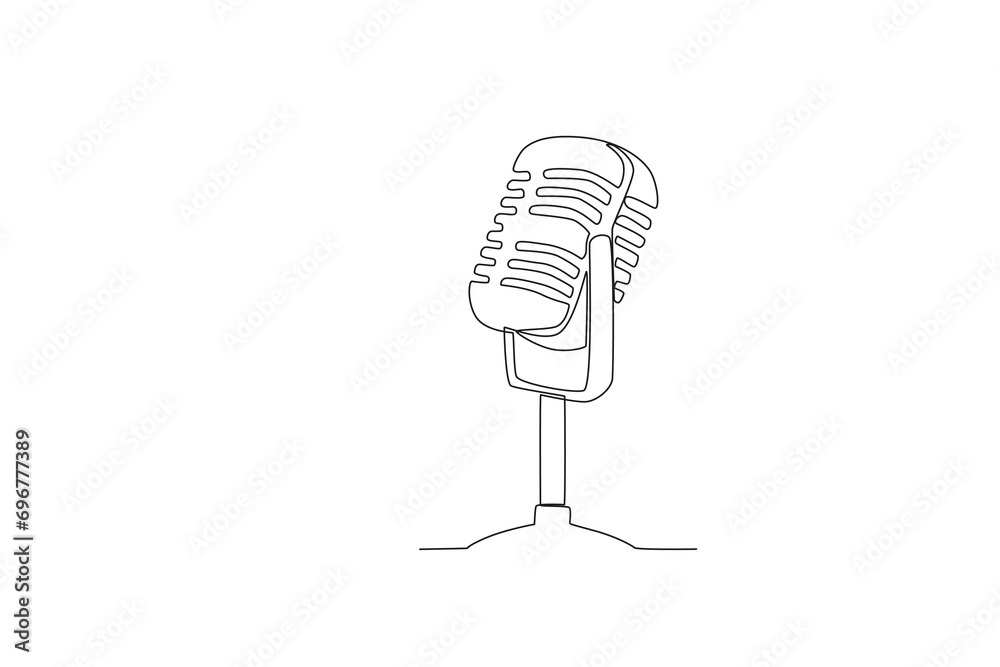 Single continuous line drawing of Retro microphone. Vintage item ...