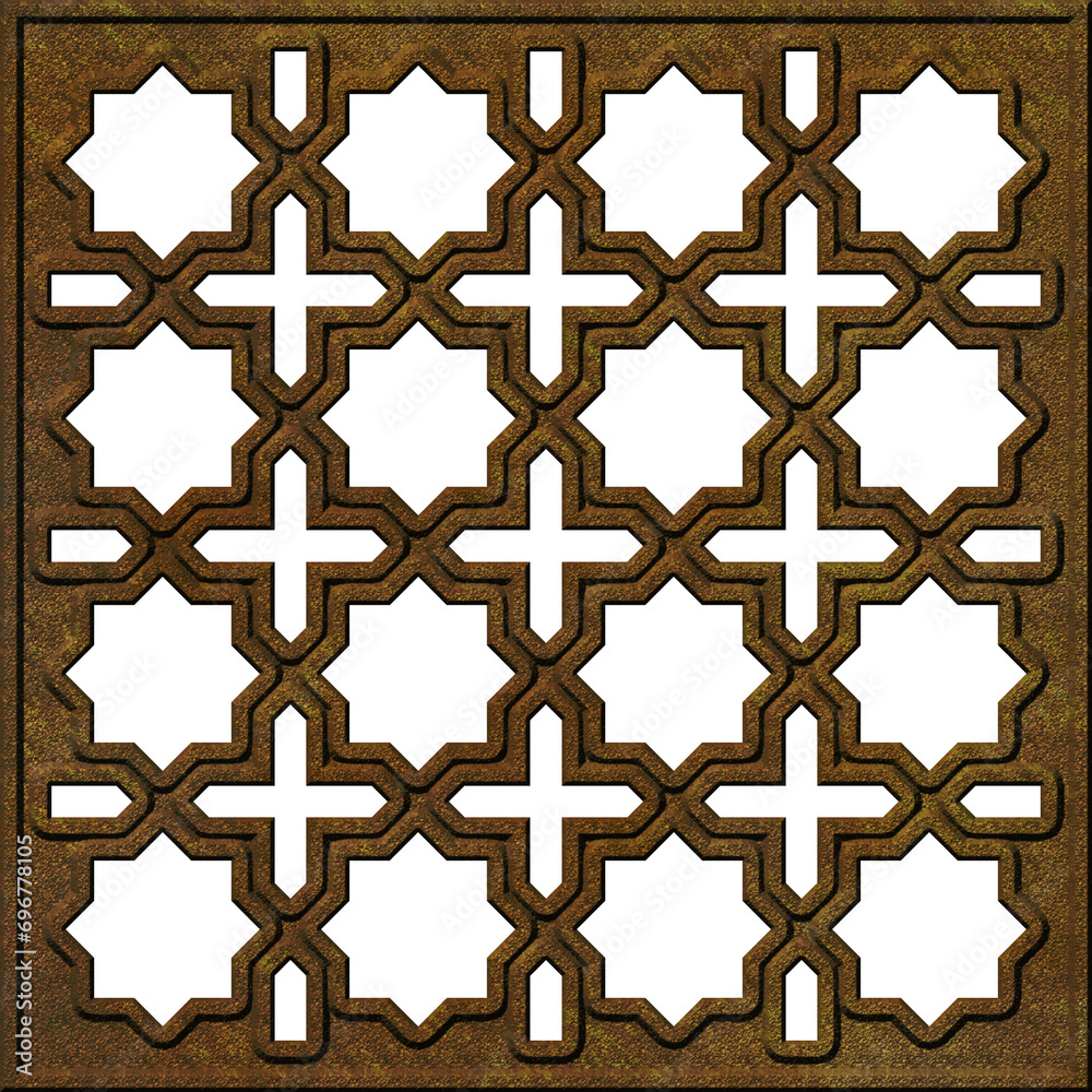 Arabic geometric brown pattern. Islamic ornament mashrabiya panel. Wall ...