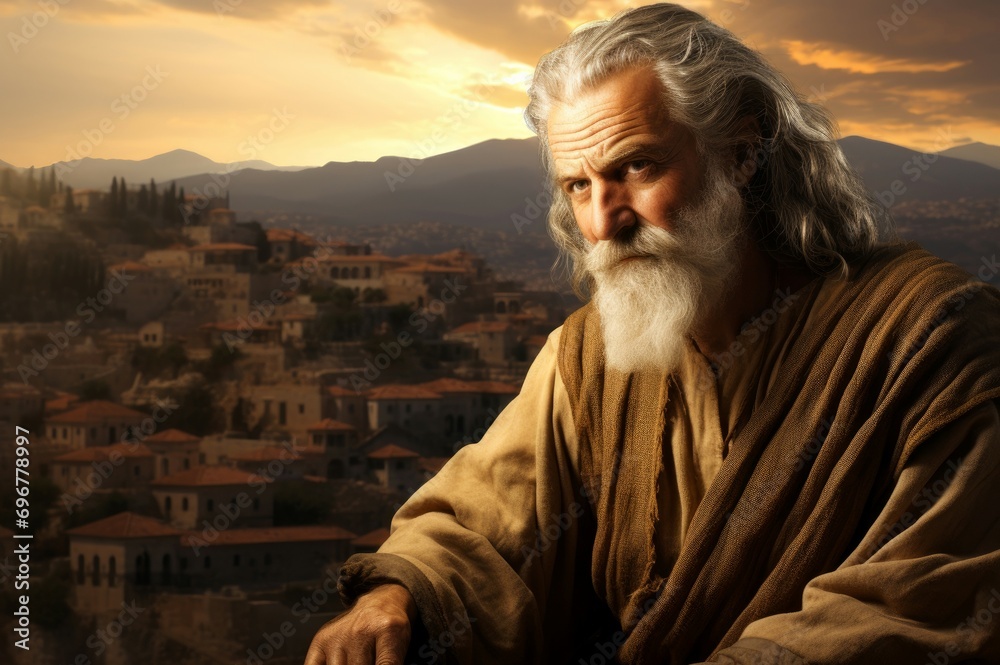 Mythological Old man ancient greek city. Roma people. Generate Ai Stock ...