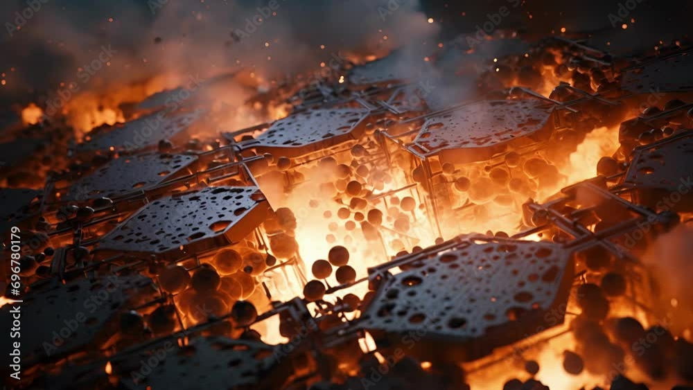 An upclose picture capturing the transformation of iron and carbon ...