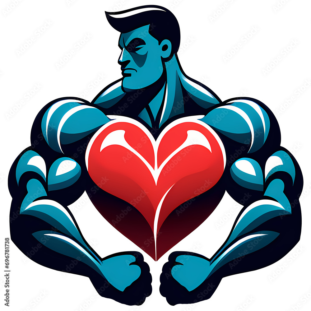 Bodybuilder muscular male showing chest muscles illustration 300dpi ...