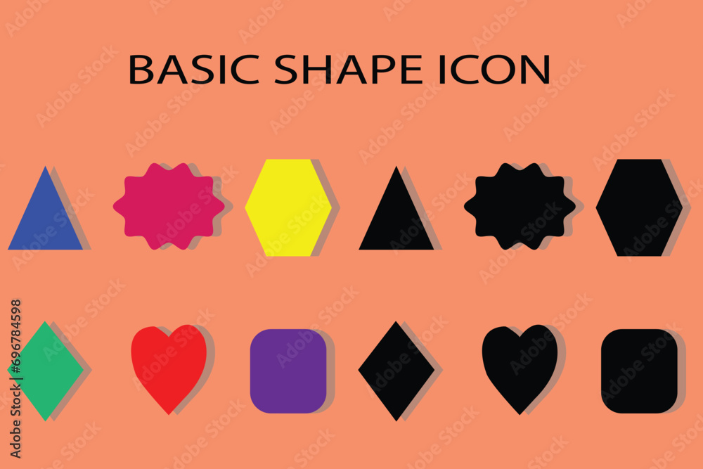 Basic shape elements with sharp and rounded edges vector set. Vector Illustration. Stock Vector ...