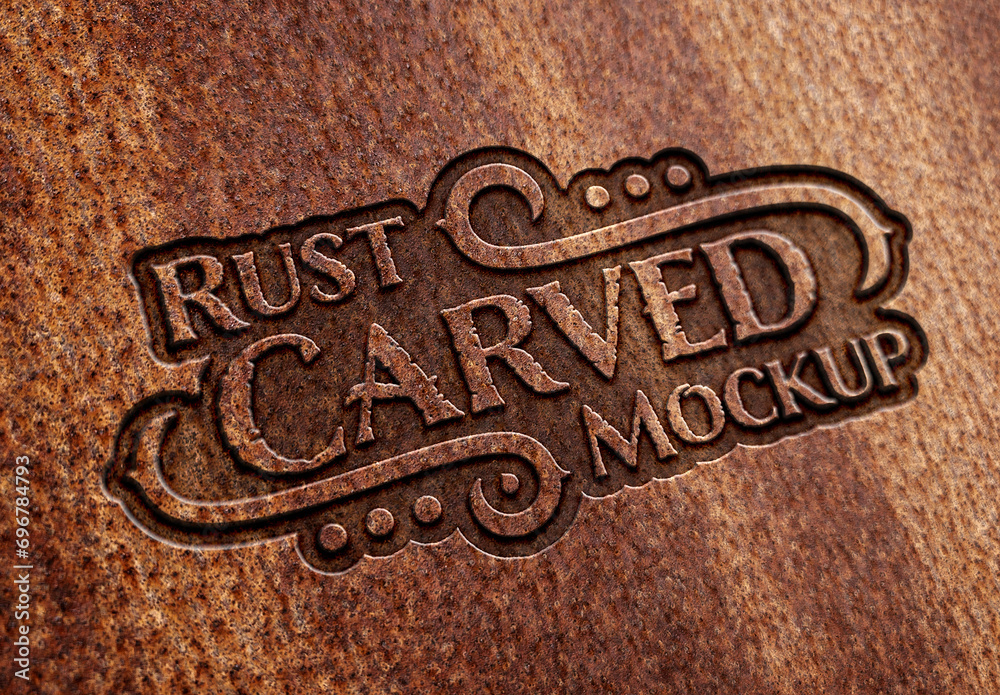 Engraved Rusted Metal Text Effect Mockup Stock Template | Adobe Stock