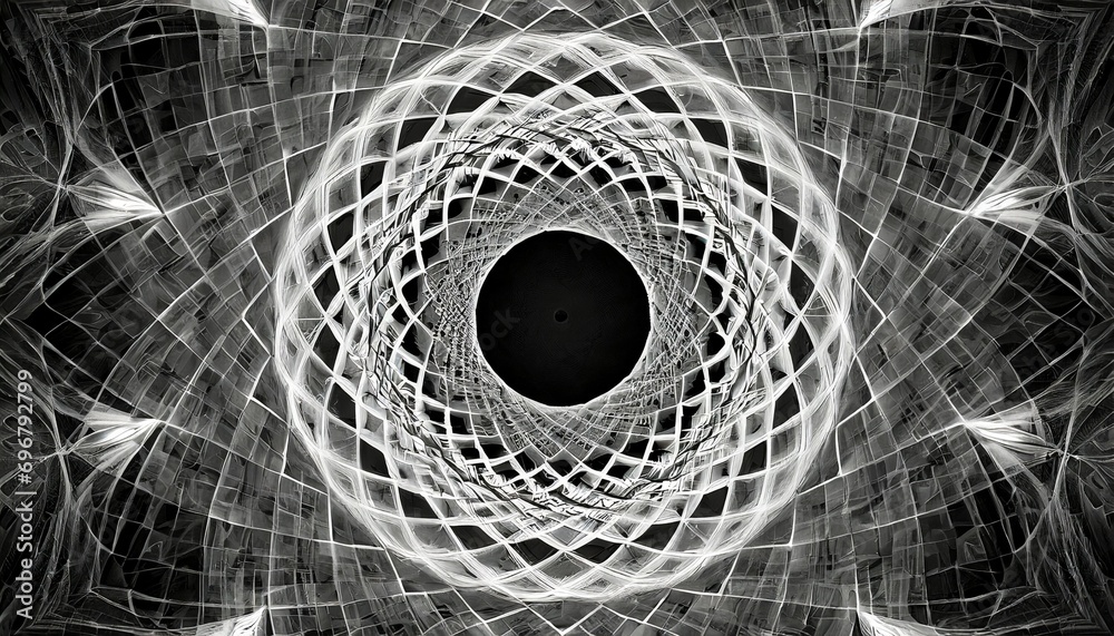 circular weave in black and white a digital abstract fractal creation ...
