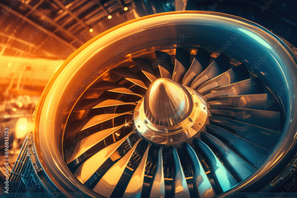 Foto de Gas turbine engine is a power plant of an aircraft industry ...