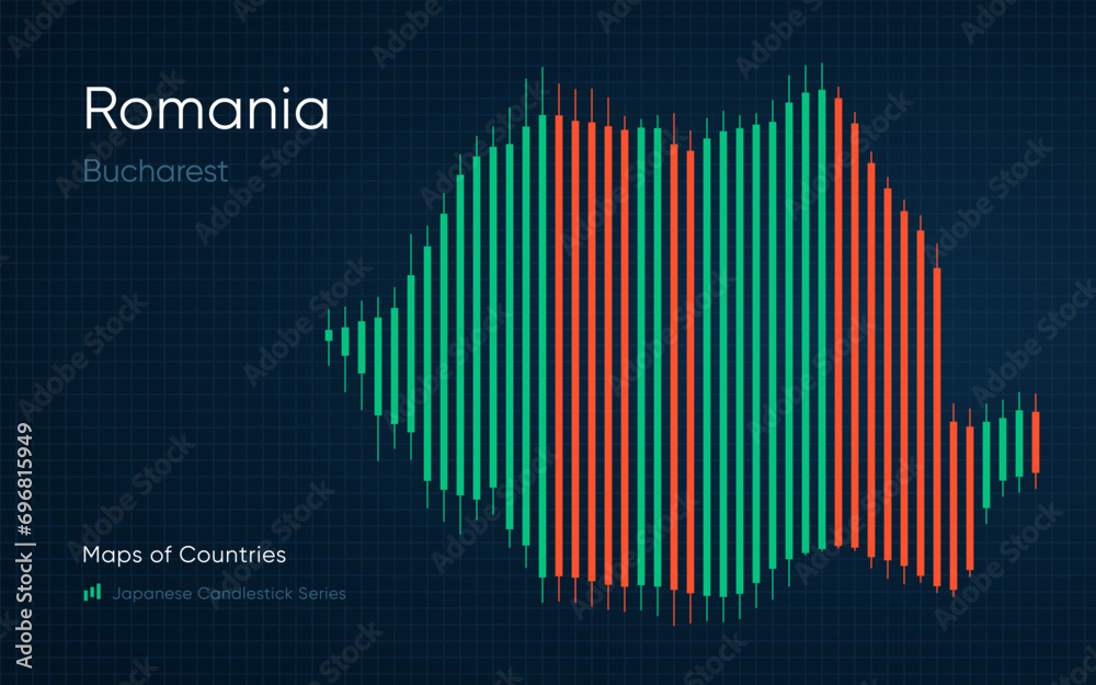 Romania map is shown in a chart with bars and lines. Japanese ...