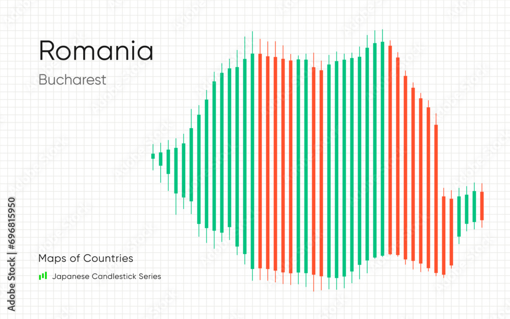 Romania map is shown in a chart with bars and lines. Japanese ...