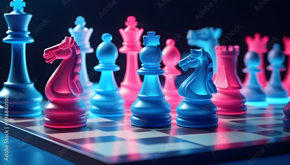 Wallpaper chess pieces on a board. Creative banner for chess school ...