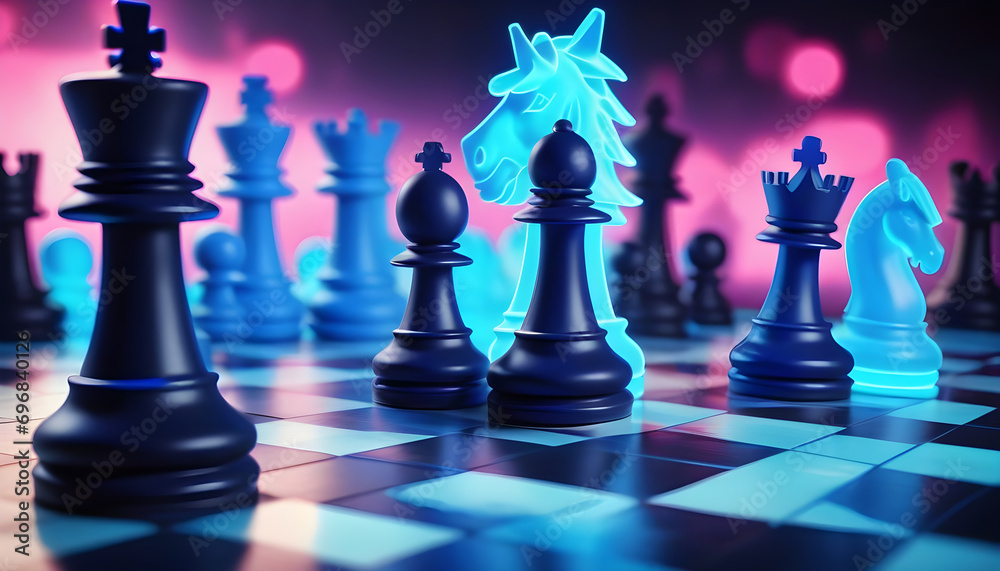 Wallpaper chess pieces on a board. Creative banner for chess school ...