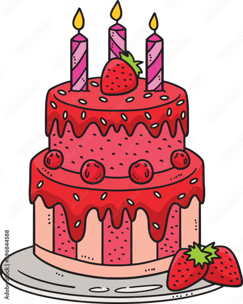 Birthday Cake Cartoon Colored Clipart Illustration Stock Vector | Adobe ...