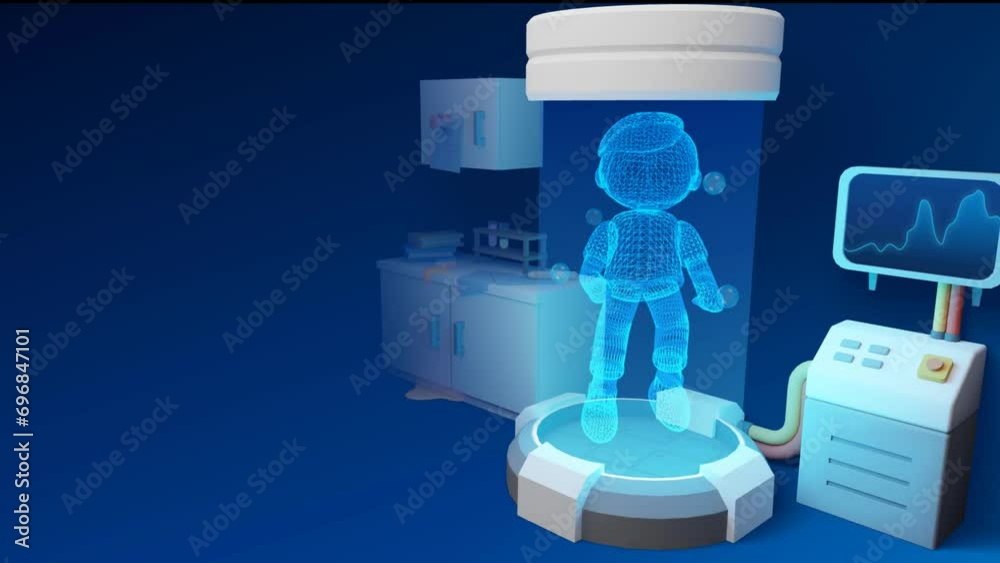 X-ray female body scan, 4K 60fps UHD 3D animation with electronic ...