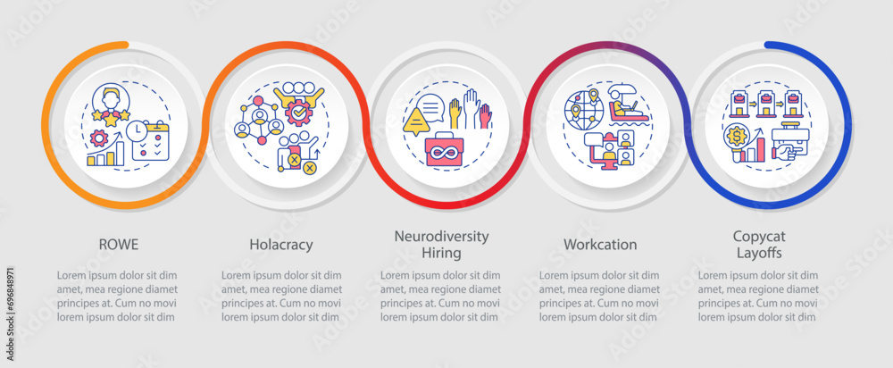 2D workplace trends vector infographics template with colorful linear ...