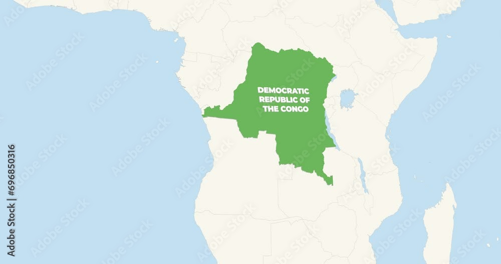 World Map Zoom In To Democratic Republic of the Congo. Animation in 4K ...