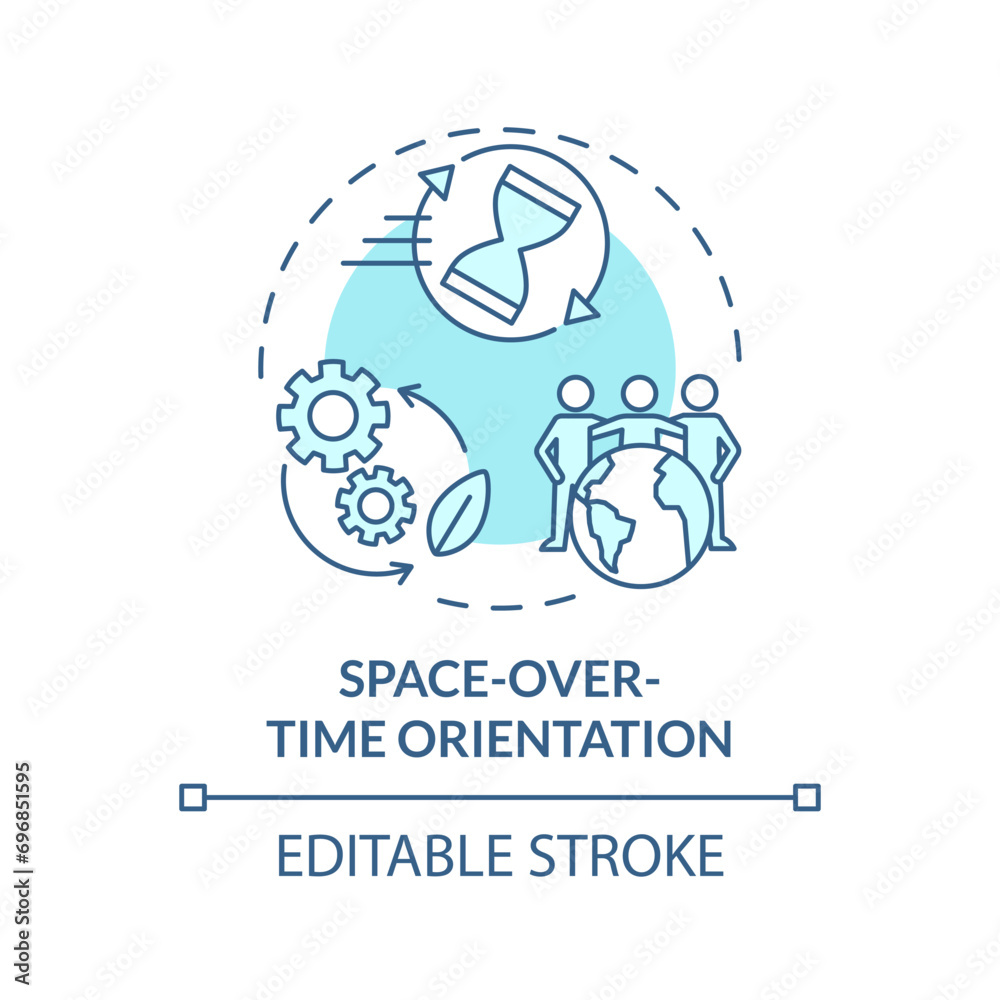 2D editable blue space over time orientation icon, monochromatic ...