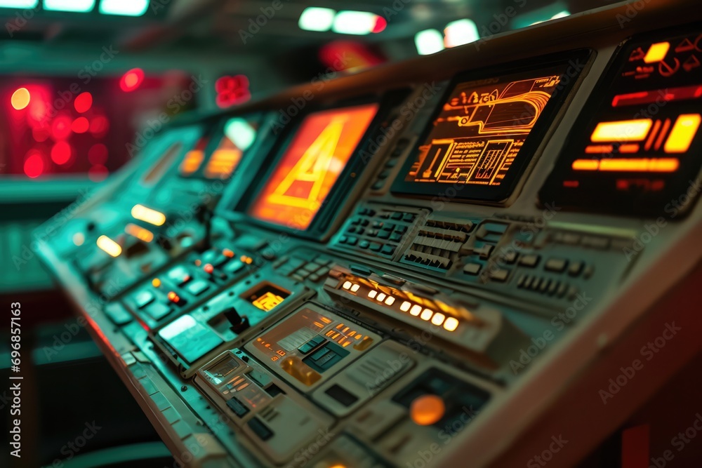 Exploring The Illuminated Buttons And Screens Of Spaceship Control ...