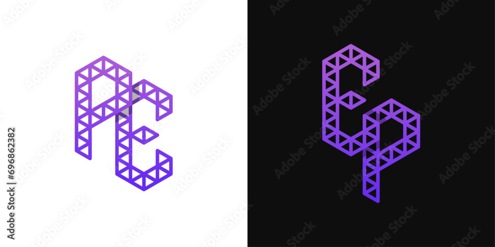 Letters EP and PE Polygon Logo Set, suitable for business related to ...