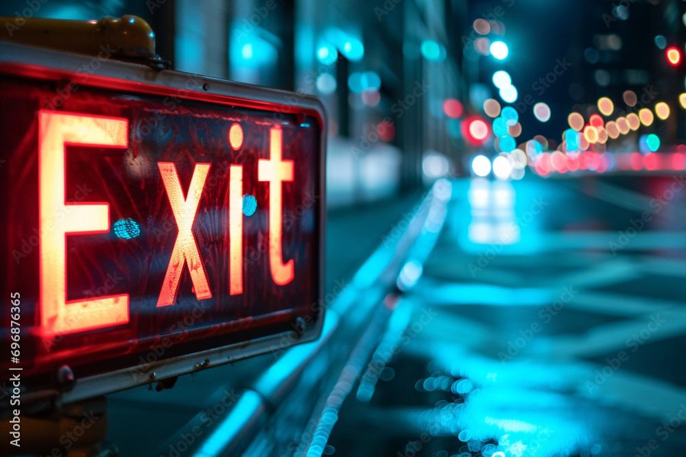 dynamic photo by capturing the "Exit" sign with a slight motion blur ...