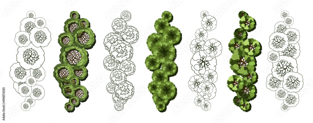 Tree for architectural floor plans. Entourage design. Various trees ...