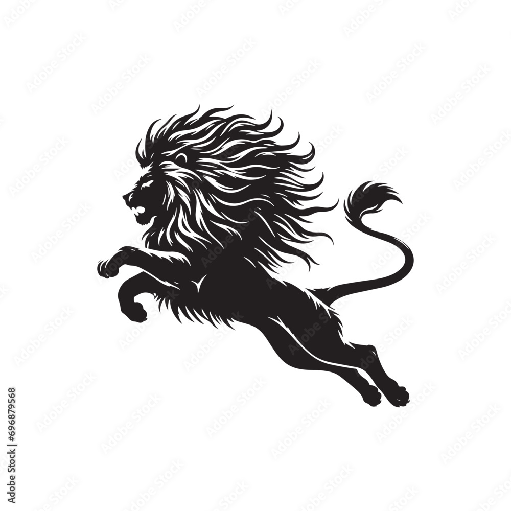 Roaring Fury: Witness the Majesty of a Lion Attacking Silhouette, a ...