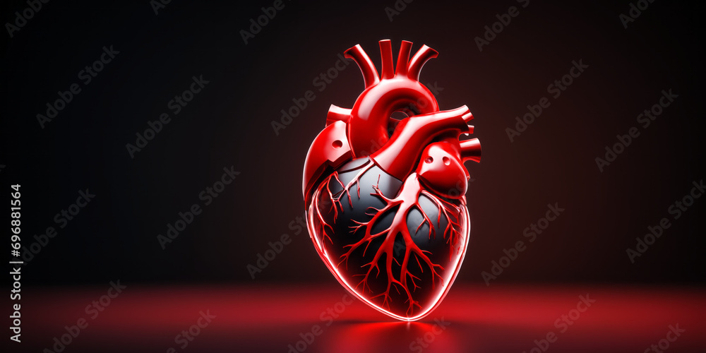 Abstract red human heart. Heart anatomy. Healthcare medical concept ...