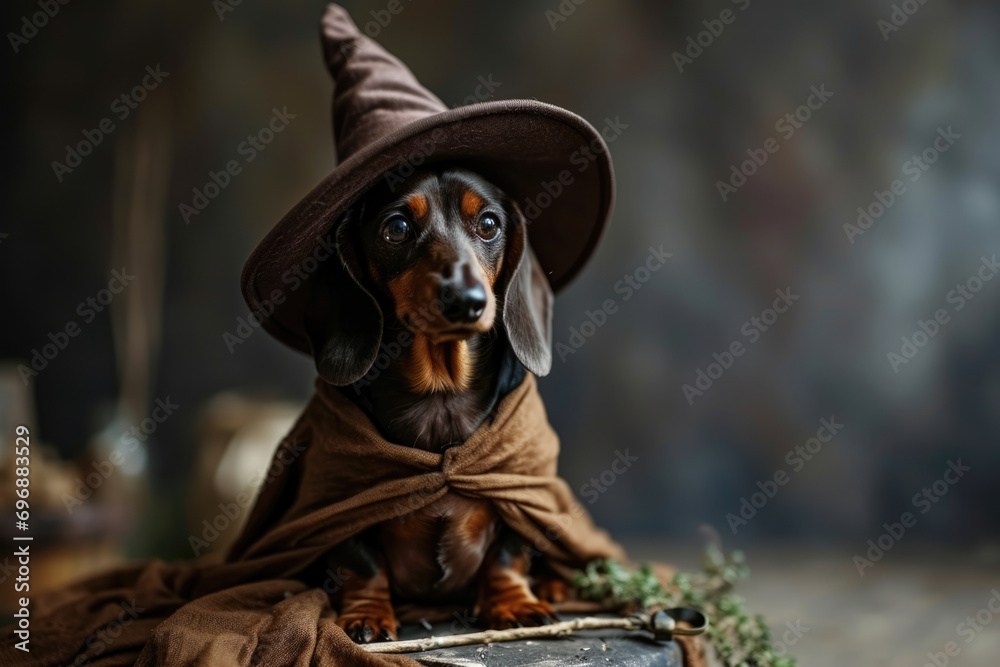 Dapper Dachshund - A well-groomed old Dachshund posing as a wizard with ...