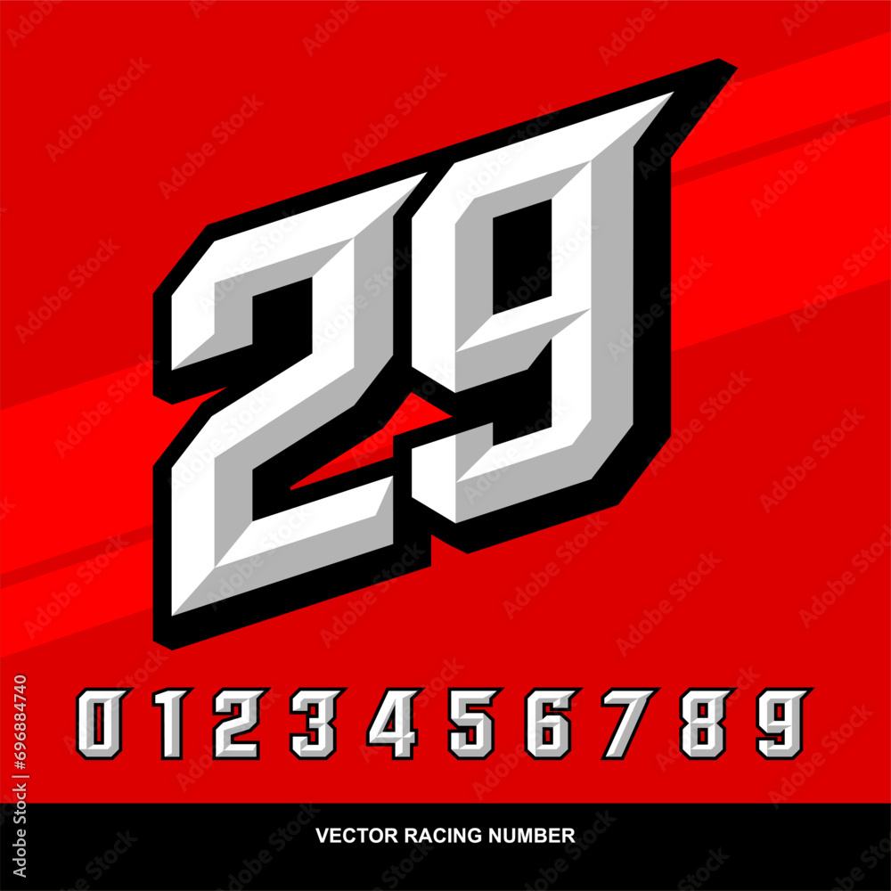 CLEAN AND BOLD RACING NUMBERS SET BUNDELS for motorsport and Cars ...
