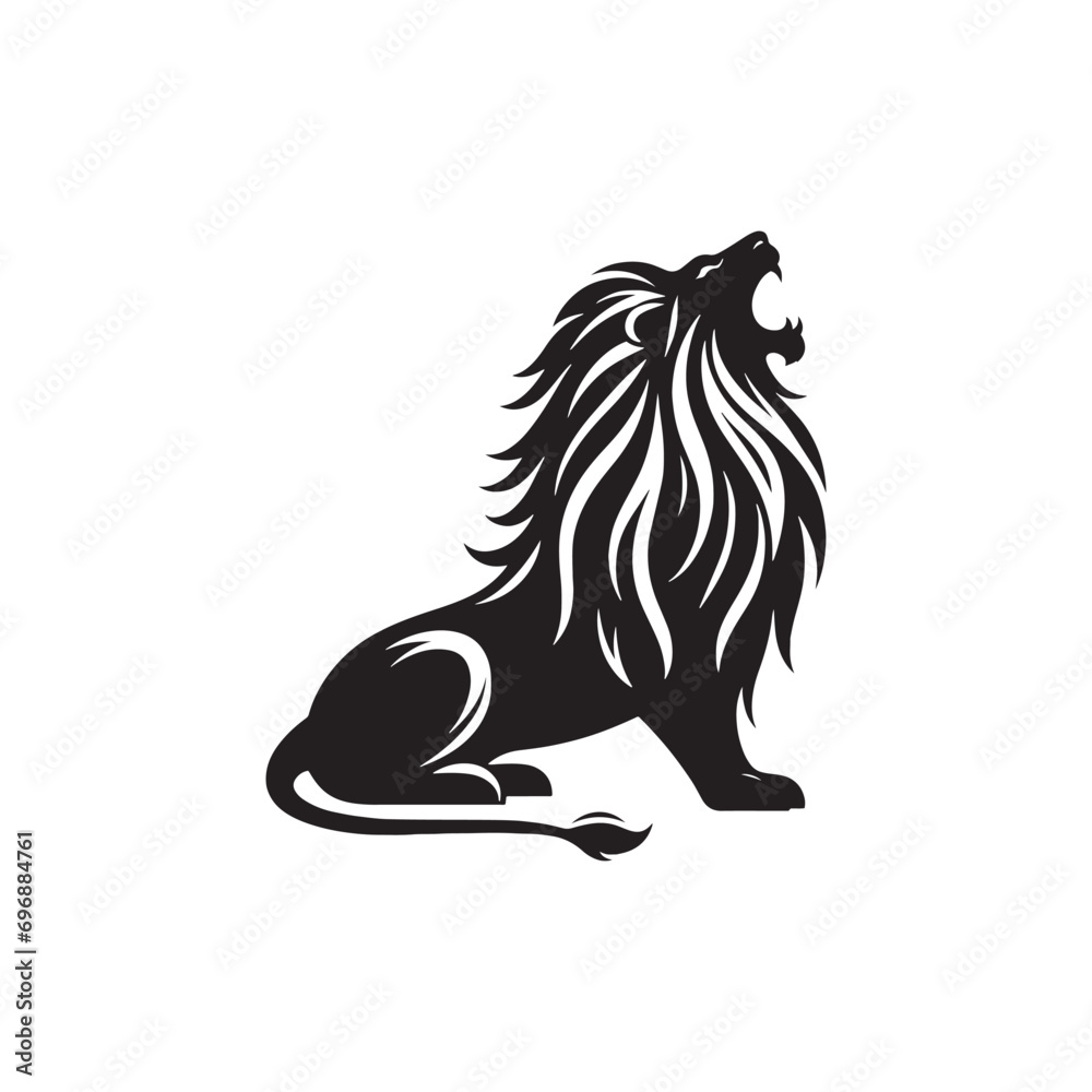Roaring Lion Silhouette: Jungle Monarch's Roar, Regal Mane Outlined ...
