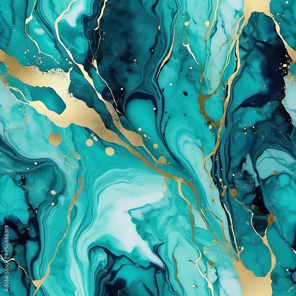 navy blue liquid marble watercolor background seamless with gold lines ...