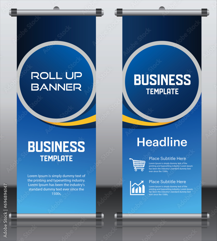 Roll up banner design template, vertical, abstract background, pull up ...