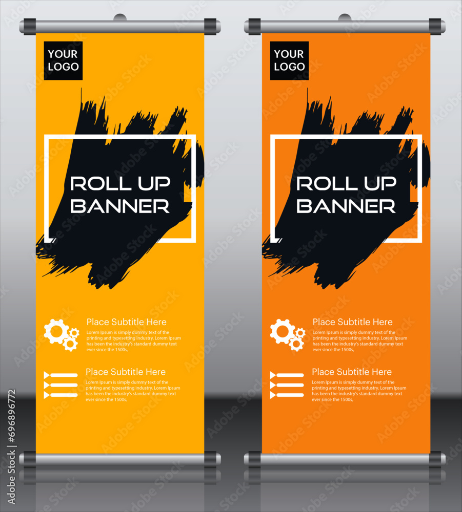 Roll up banner design template, vertical, abstract background, pull up ...