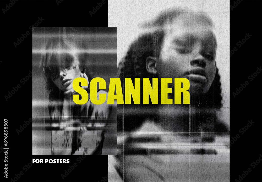 Broken Scanne Poster Photo Effect Mockup With Generative AI Stock ...