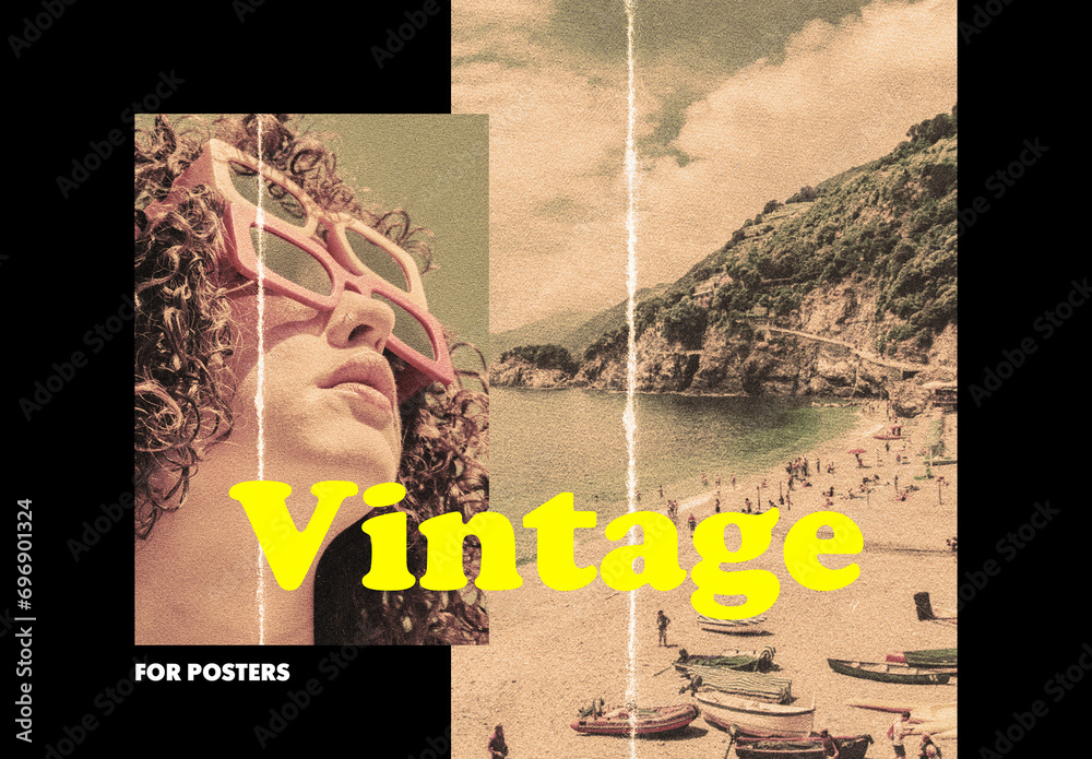 Vintage Paper Poster Photo Effect Mockup Stock Template | Adobe Stock