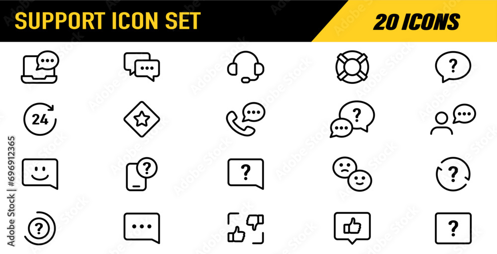 Customer Service and Support - Outline Icon Collection. Customer ...