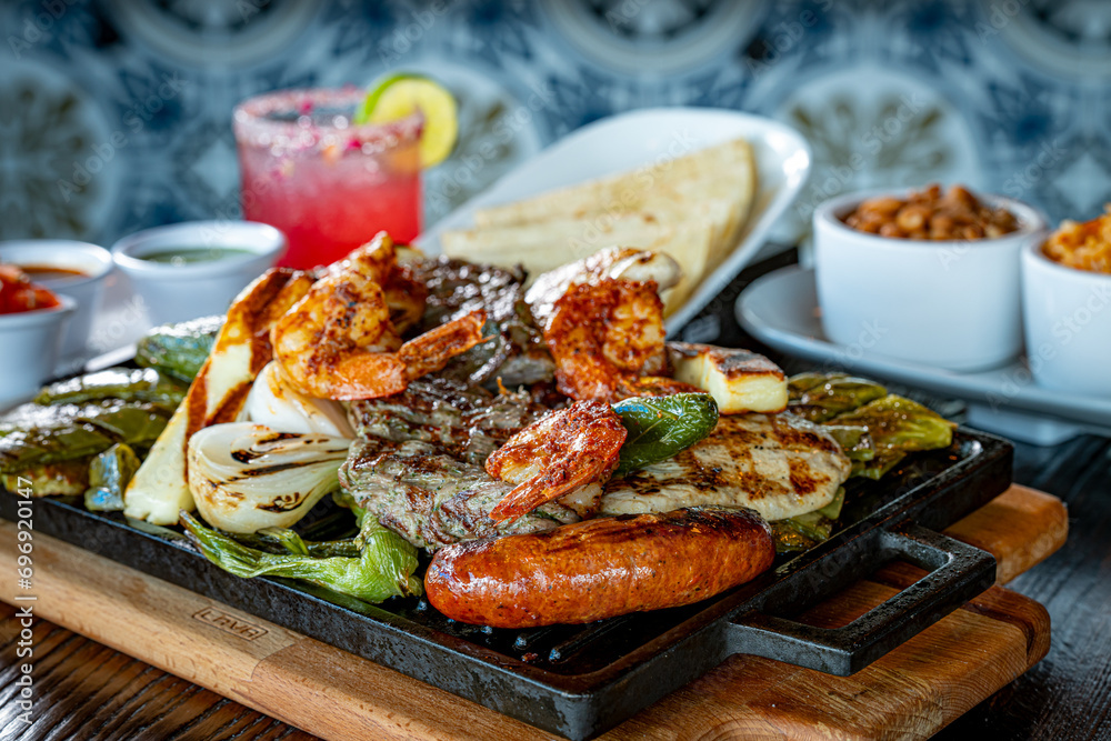 Parrillada de Sonora -Northern-style mixed grill with carne asada steak ...