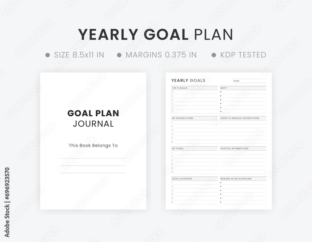 Goal Planning Journal Template, Yearly Goals Planner Stock Vector ...