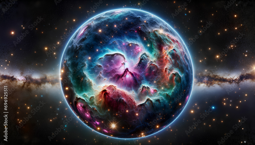 Panoramic HDRI spherical panorama of space, featuring a detailed nebula ...