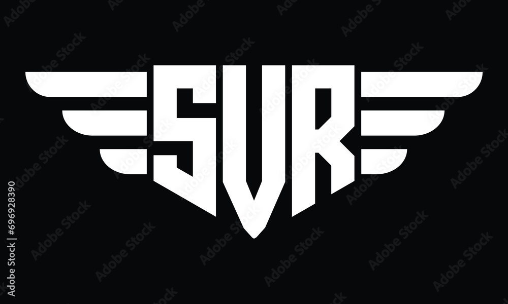 SVR three letter logo, creative wings shape logo design vector template ...